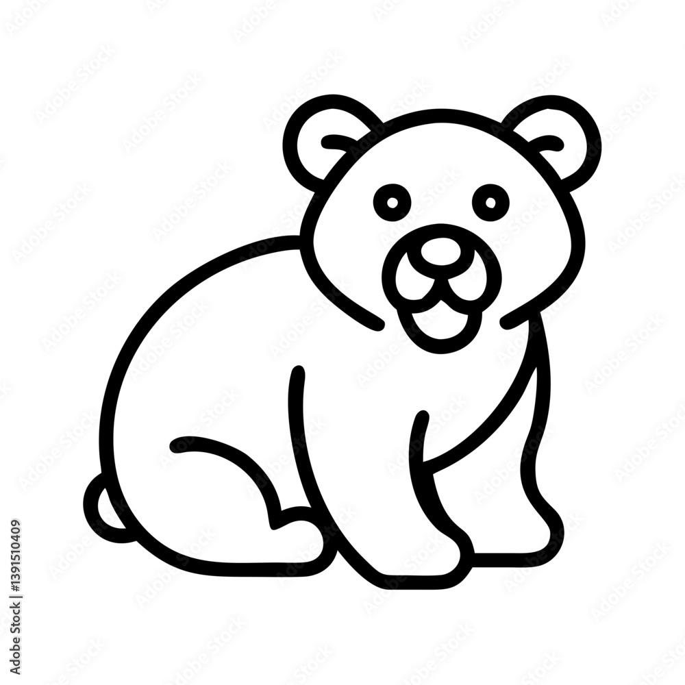 Cute bear outline drawing vector illustration for kids coloring book ...