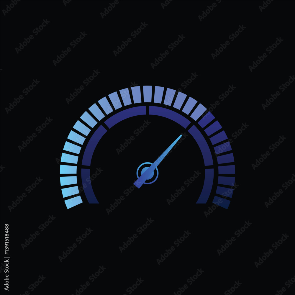 Car speedometer, round digital neon blue LED gauge, vector loading ...