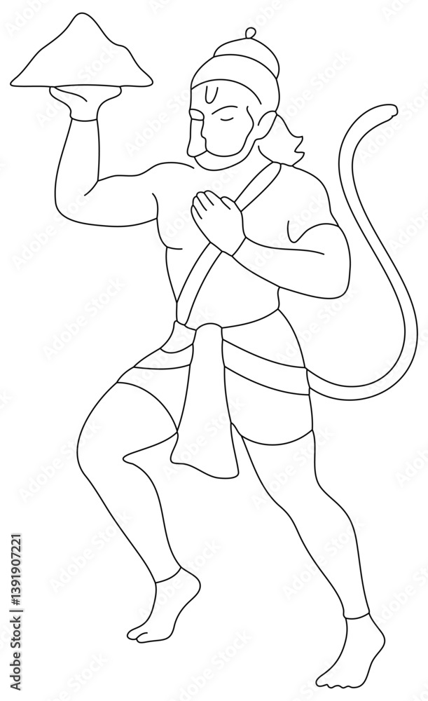 Indian God Lord Hanumana Maruti Vector Line Art Illustration, maruti ...