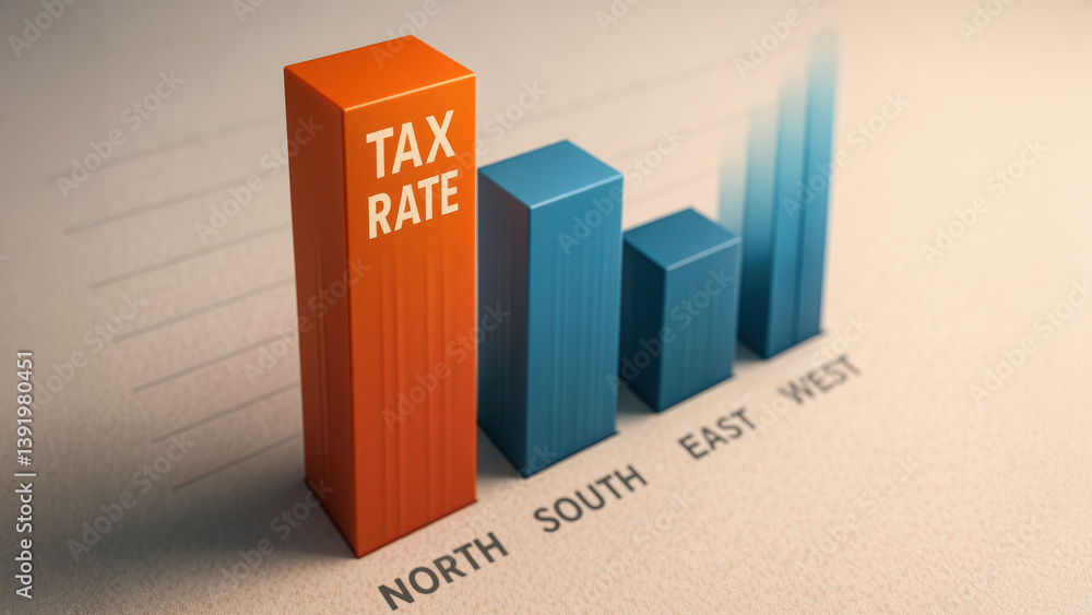 Tax rates are illustrated in bar graph showing regions North, South ...