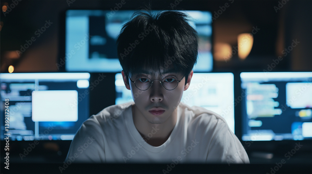 Software developer coding in a dark office HD Background, Luxury hd ...