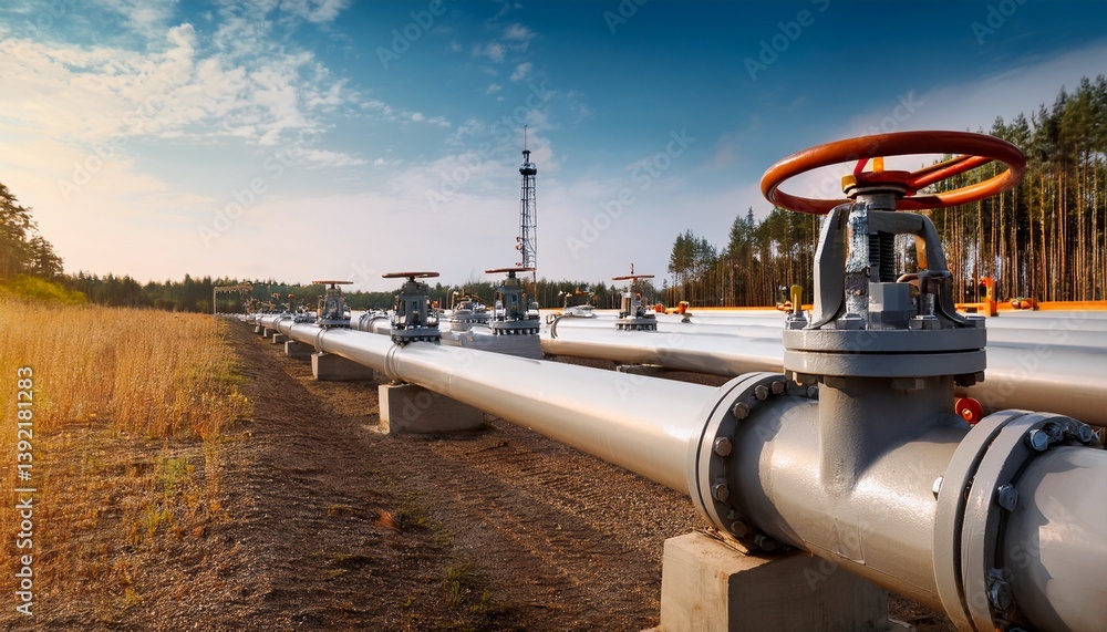 Large pipelines equipped with automatic gate valves, used for ...