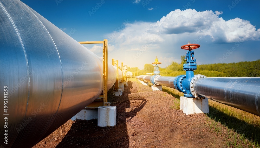 Large pipelines equipped with automatic gate valves, used for ...