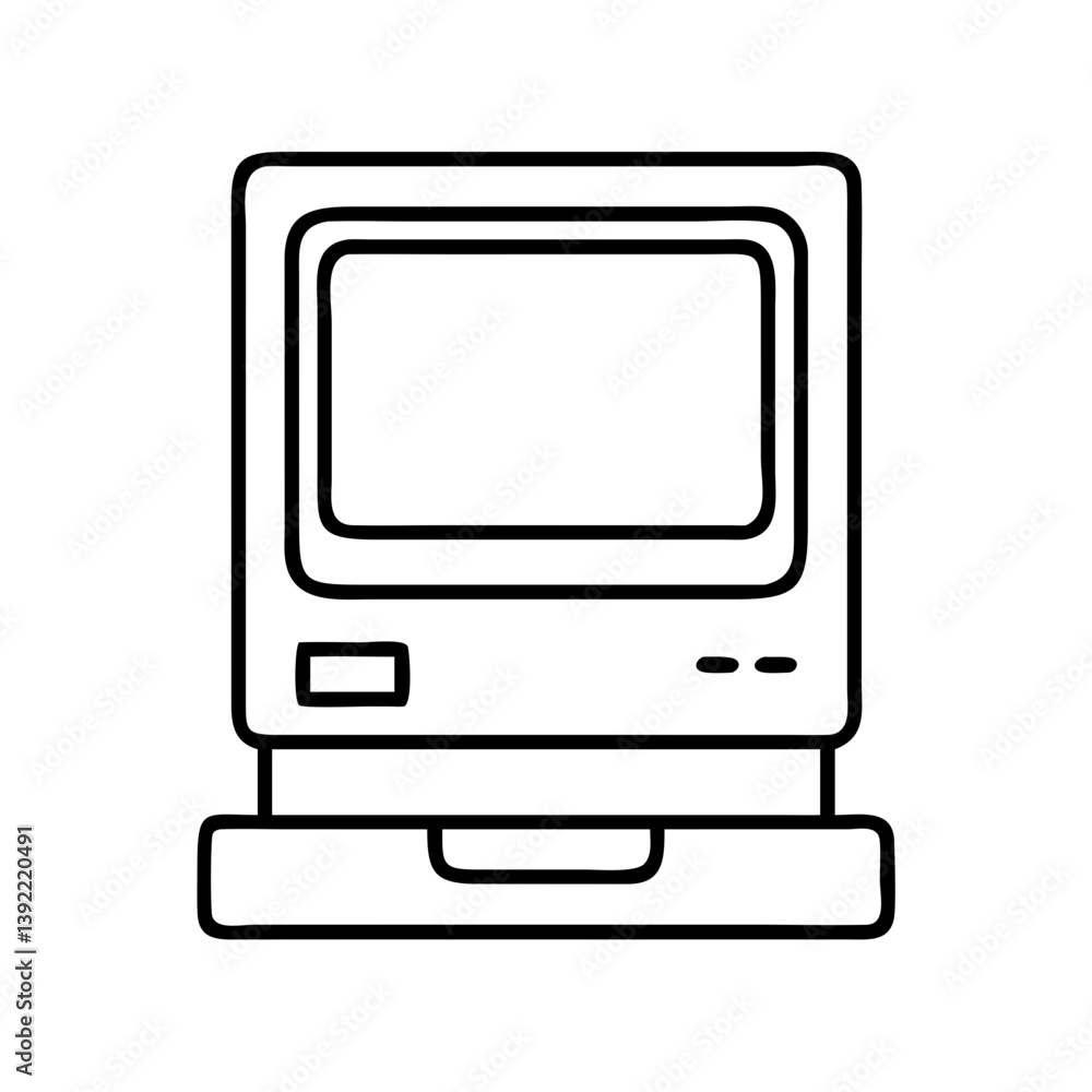 Vintage computer monitor vector illustration desktop pc technology ...