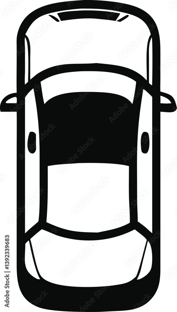 Vector illustration showing a top view of a compact 4-wheeler car ...