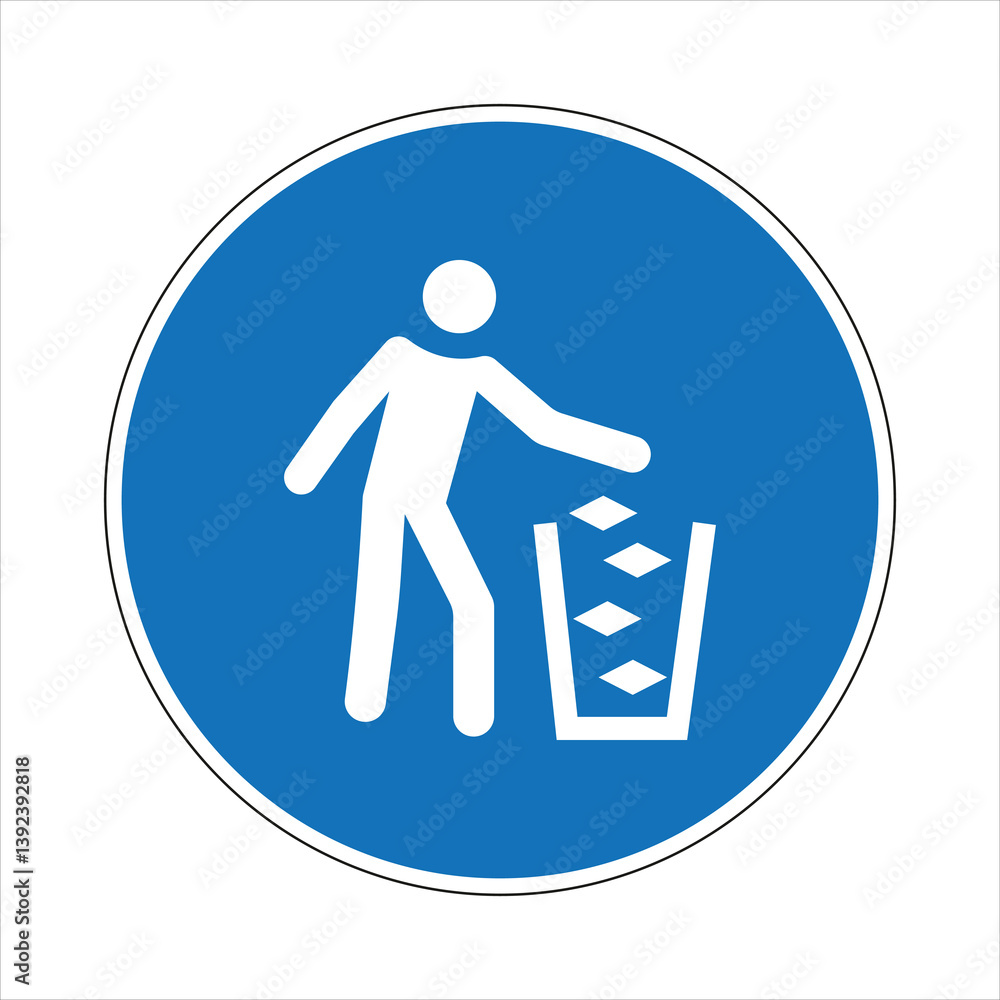 Mandatory sign indicating the correct disposal of waste in appropriate ...