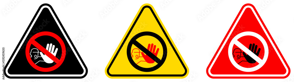 set Attention do not enter Symbols prohibition and warning signs design ...