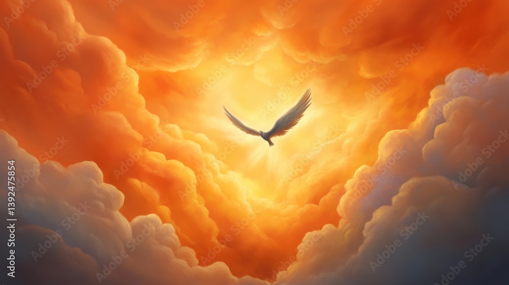 The Book of Revelationâ€™s prophecy unfolding, a colossal angel blowing ...