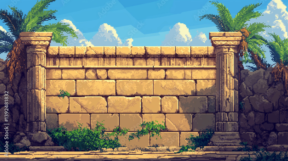 Pixel art game background. Web, 8-bit arcade background for game or ...