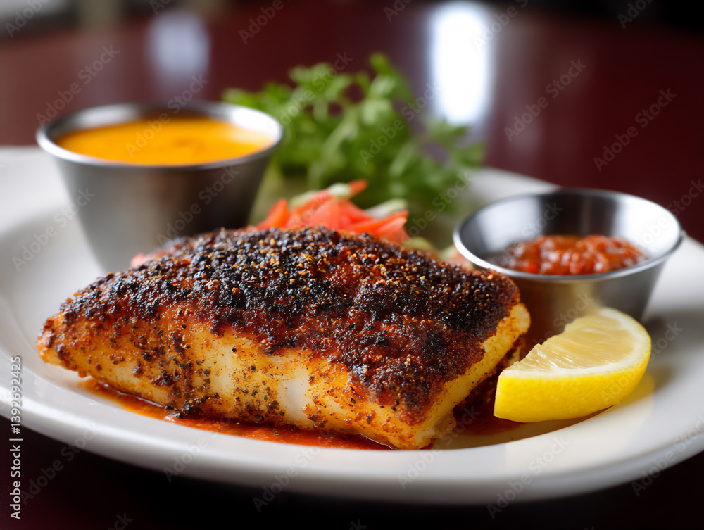 name: blackened redfish, Stock Photo | Adobe Stock