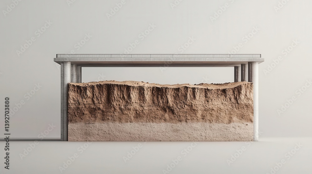 Crosssectional schematic of a mega bridge s foundation piles, with ...