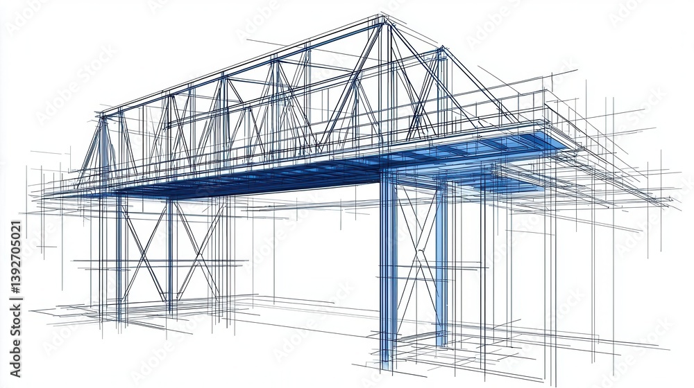 Blueprint of a doubledeck bridge, showing structural separation of ...