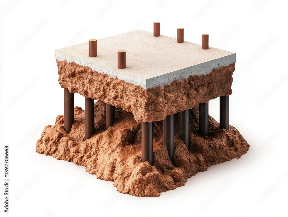 Exploded schematic of a mega bridge s foundation system, with labeled ...