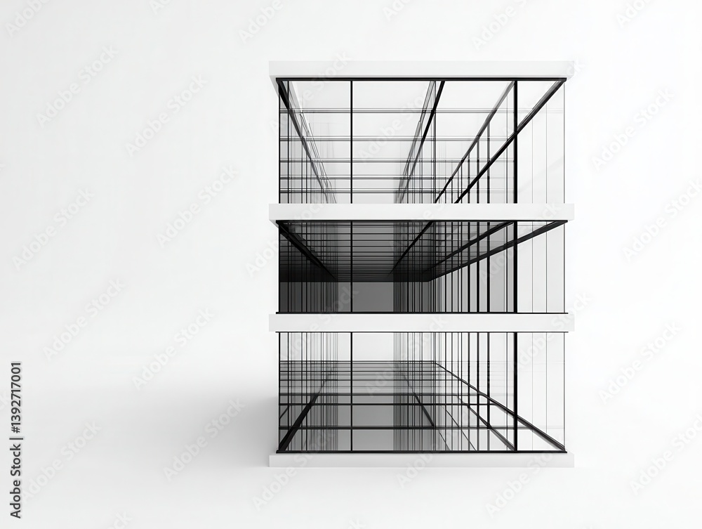Exploded technical diagram of a skyscraper s perimeter trusses ...