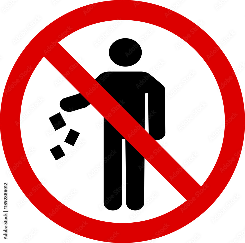 Waste prohibited sign icon. Restriction public sign isolated on ...