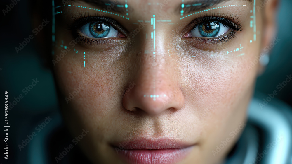 Female avatar customization in a virtual studio with sci-fi aesthetics and advanced facial tools ...