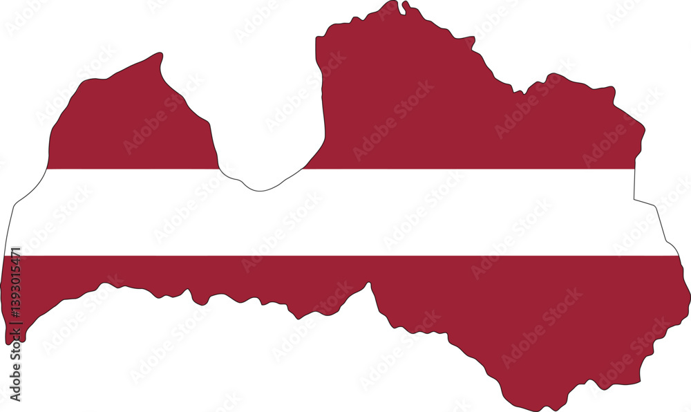 Latvia flag on the map illustration vector with transparent. Map of Latvia with National Flag ...