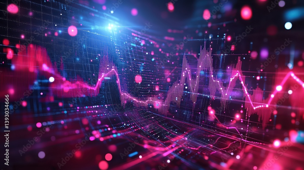 Stock-Illustration „ Transparent charts in motion layer with glowing ...