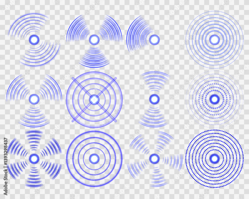 Round signal wave spreads evenly across transparent space. Seismic ...