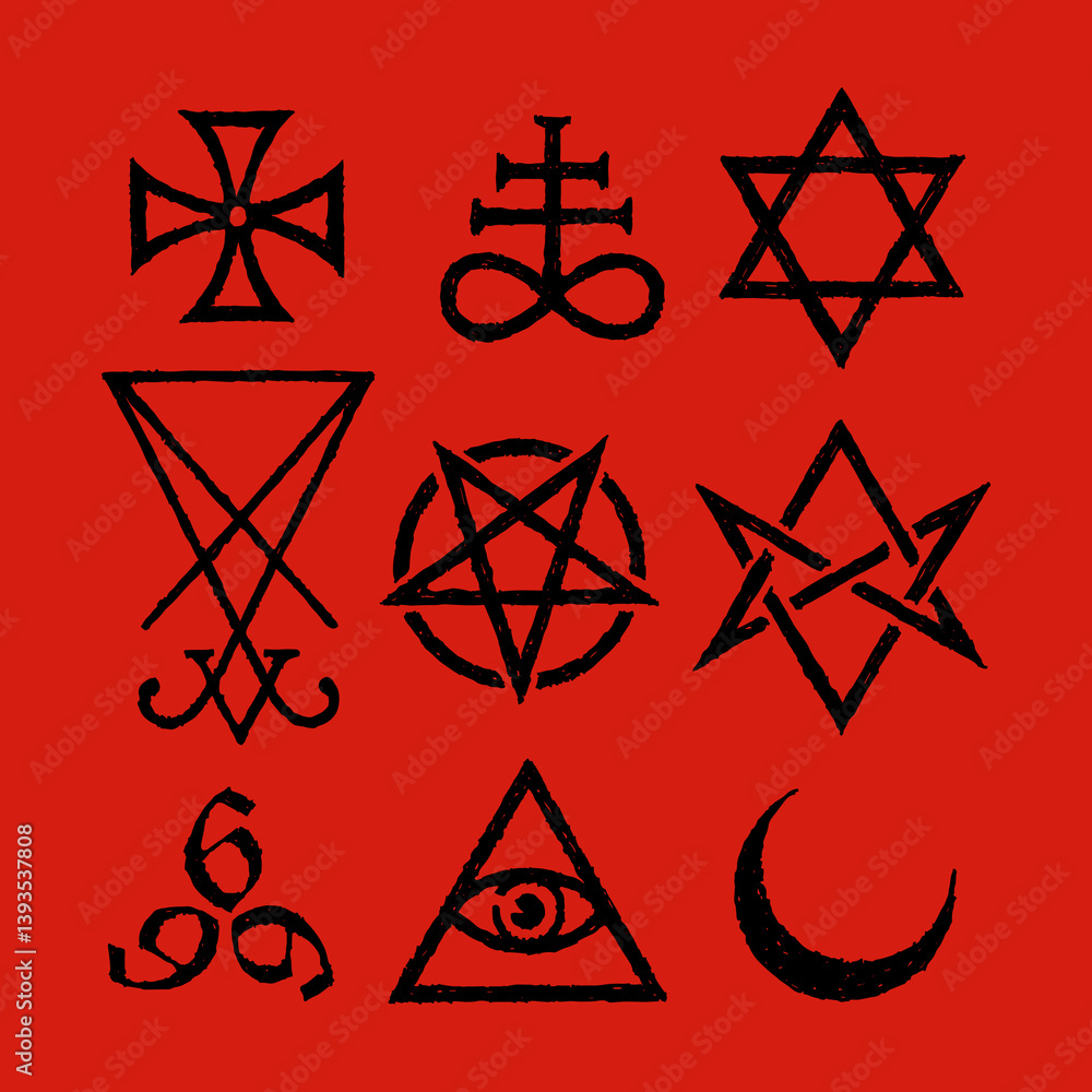 Стоковое векторное изображение «Satanic Symbols, Medieval Occultism ...