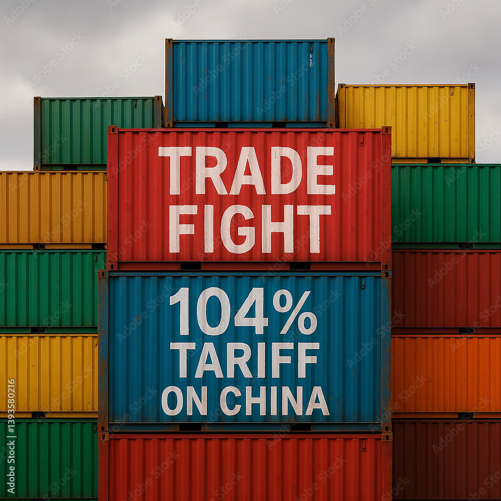 104% Tariff on China Amid Trade Fight - Cargo Containers with Goods for ...