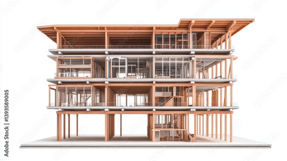 Detailed cross-section of a high-rise building showing the structural ...