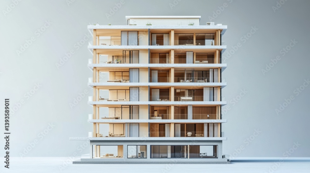Detailed cross-section of a high-rise building showing the structural ...