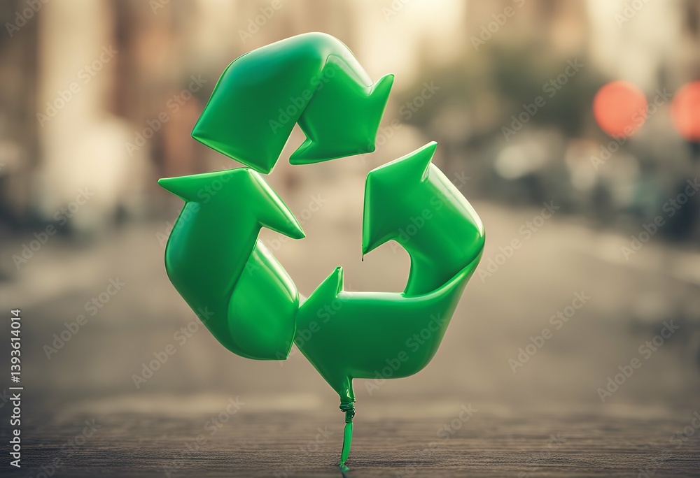 balloon glossy cardboard recycle green sign cycle ecological three ...