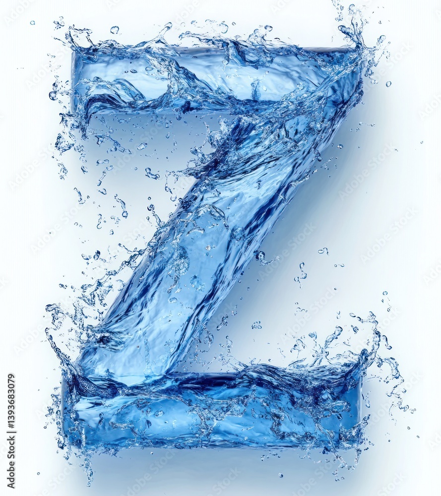 Splashing Water Typography from A to Z and Numbers 1 to 10 with Liquid ...