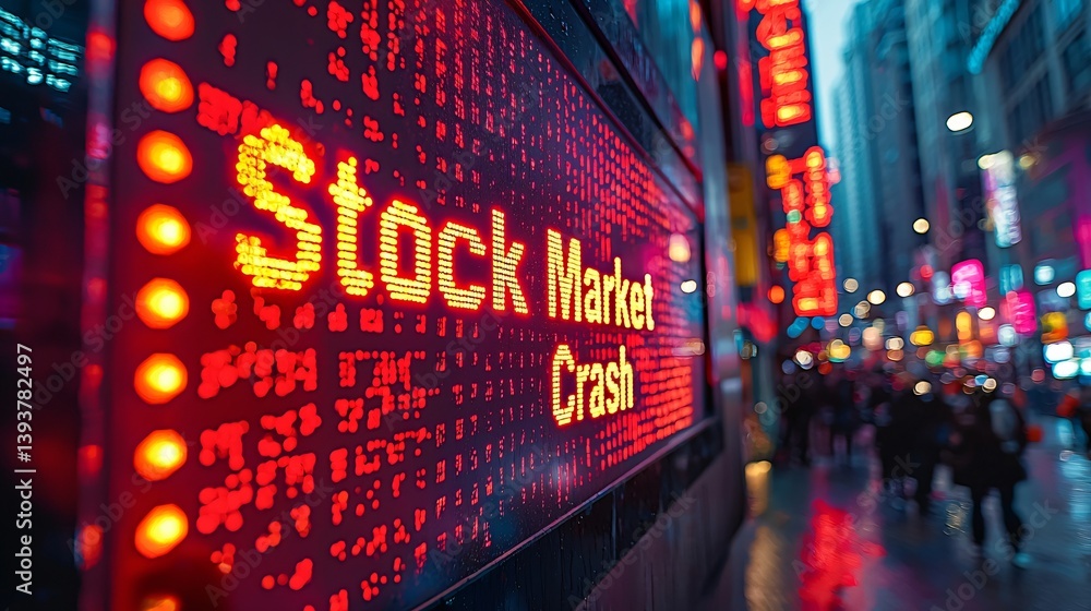 Stock market crash alert in times square live data display urban ...