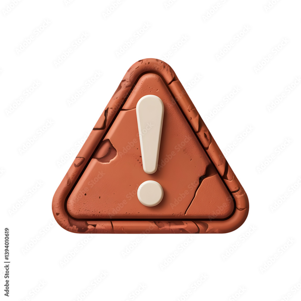 Warning Symbol: A stylized and weathered caution sign with a prominent ...