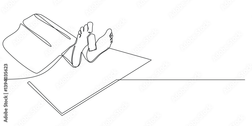 one continuous line of corpse in hospital.one line drawing of corpse ...