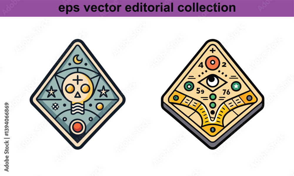 Mystical Symbols Vector Set Illustration, A vector collection of two ...