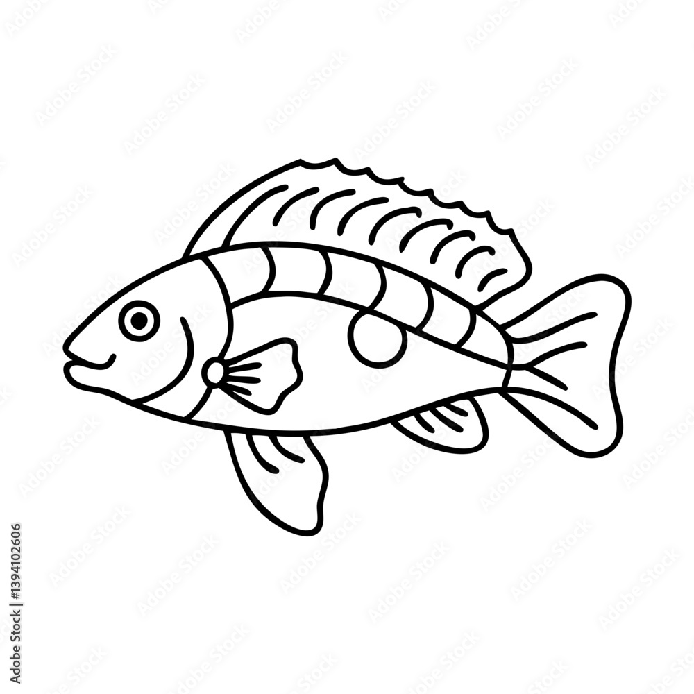 wrasse icon, wrasse line art - simple line art of wrasse, perfect for ...