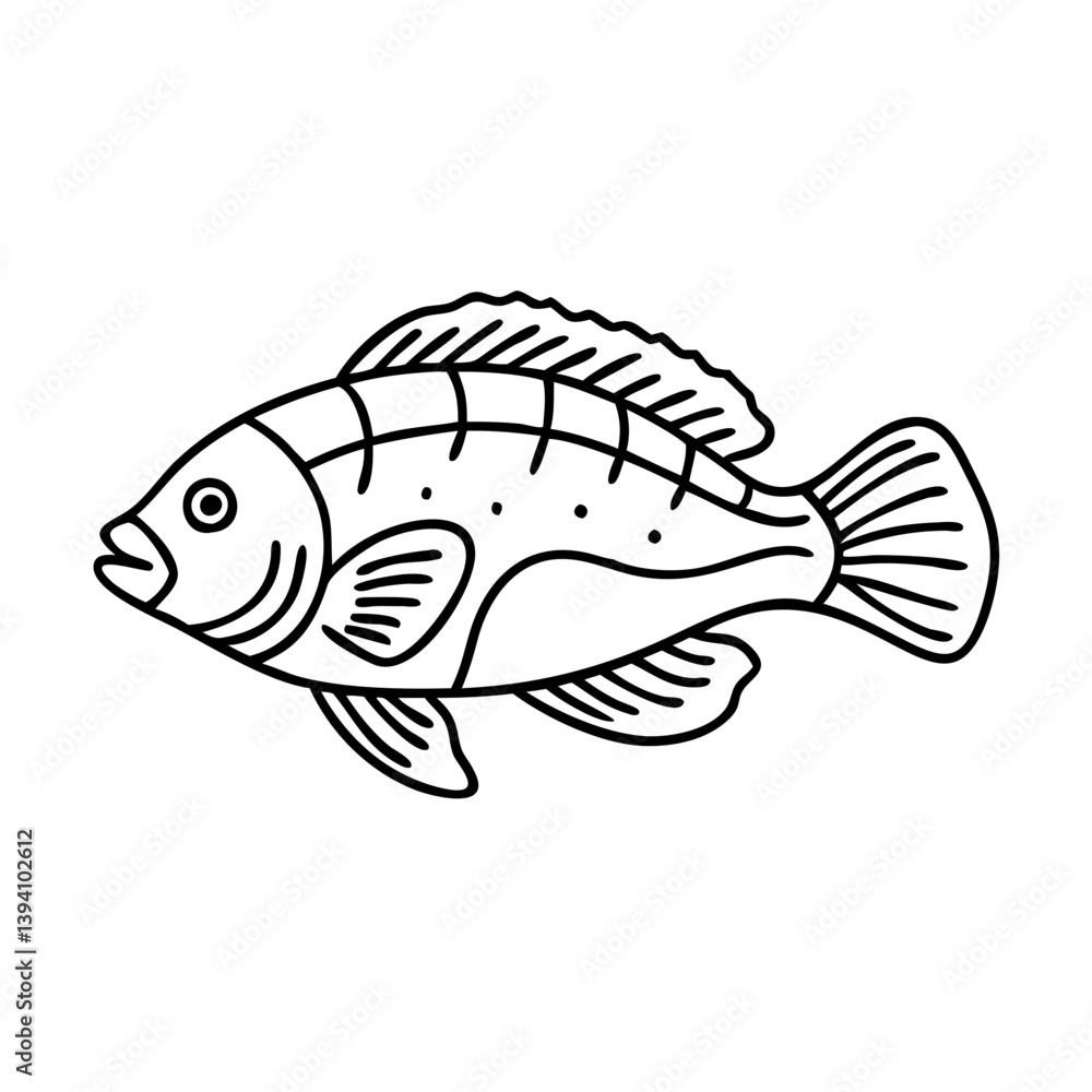 wrasse icon, wrasse line art - simple line art of wrasse, perfect for ...