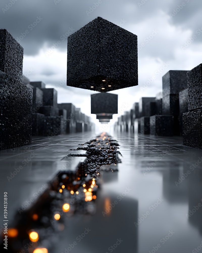 Tokenization Process In Large Language Models Linguistic Units Visualized As Digital Blocks