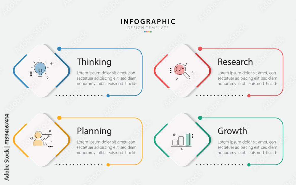 Infographic template. 4 Step timeline journey, Flat simple infographics ...