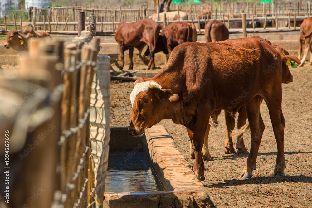 Australian Charbray, feeder cattle in the pen, beef breed in the kraal ...
