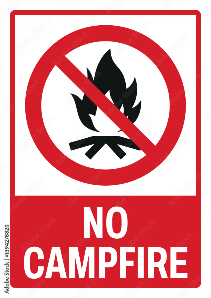 prohibition safety signs v2 uppercase text_no campfire_portrait size a4 ...