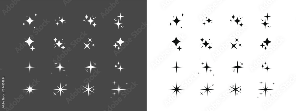 Set of blinking stars, sparks and sparkles. Shining twinkle sunburst ...