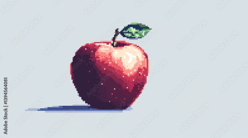 Стоковая иллюстрация «Pixel art apple. A digital illustration of a red ...