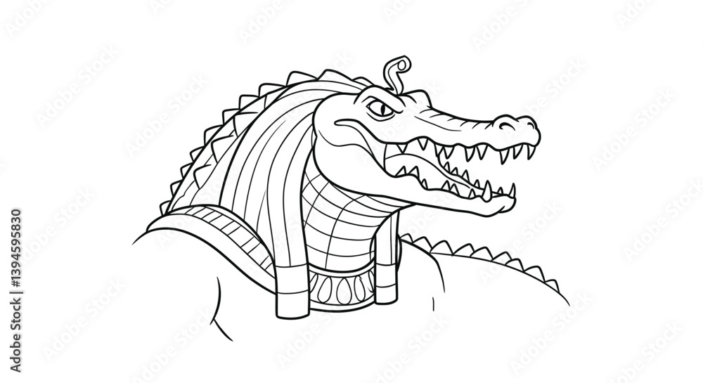 Egyptian God Sobek Coloring Sheet Crocodile Head Deity Nile River Power ...