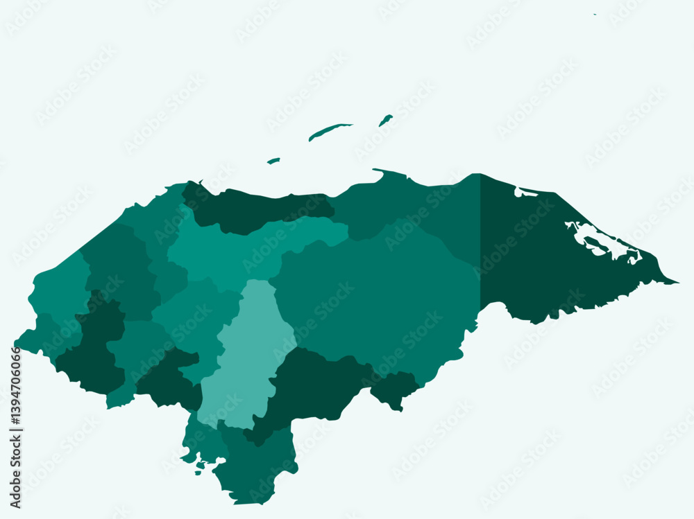 Map of Honduras with regions. Just a simple country border map with ...