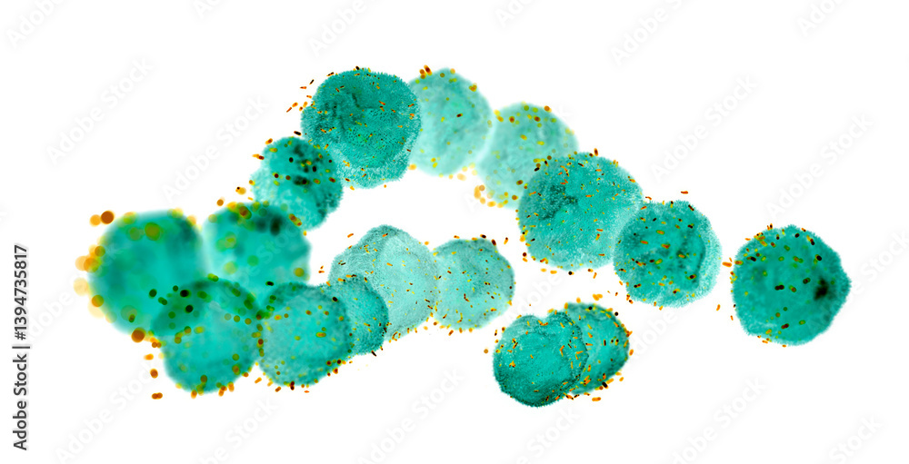 Obelisks (yellow) surrounding a spherical bacteria (Streptococcus ...