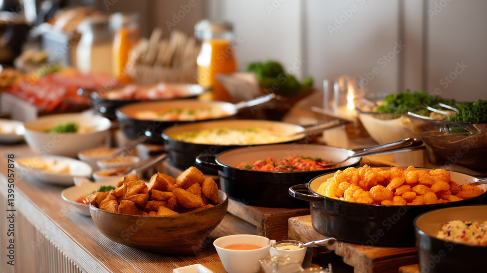 Buffet style breakfast brunch catering food service restaurant hotel ...