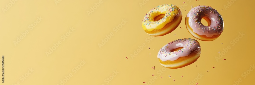 dynamic donut illustration, vibrant web header flaunting colorful d ...