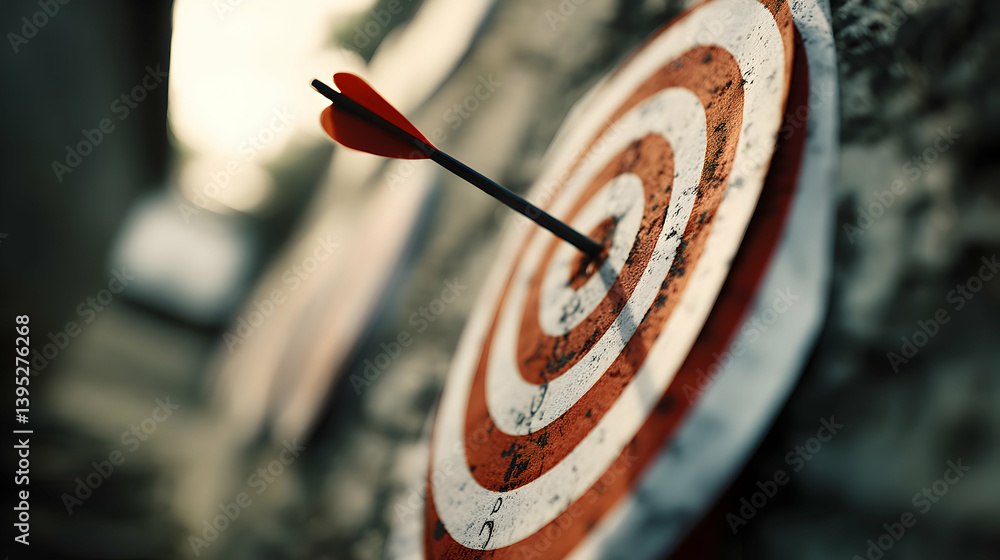 Achieving precision an arrow piercing the center of a bullseye target ...