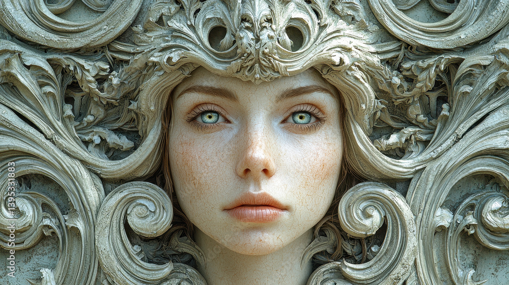 Fusion of human face and baroque architecture creates a surreal and ...