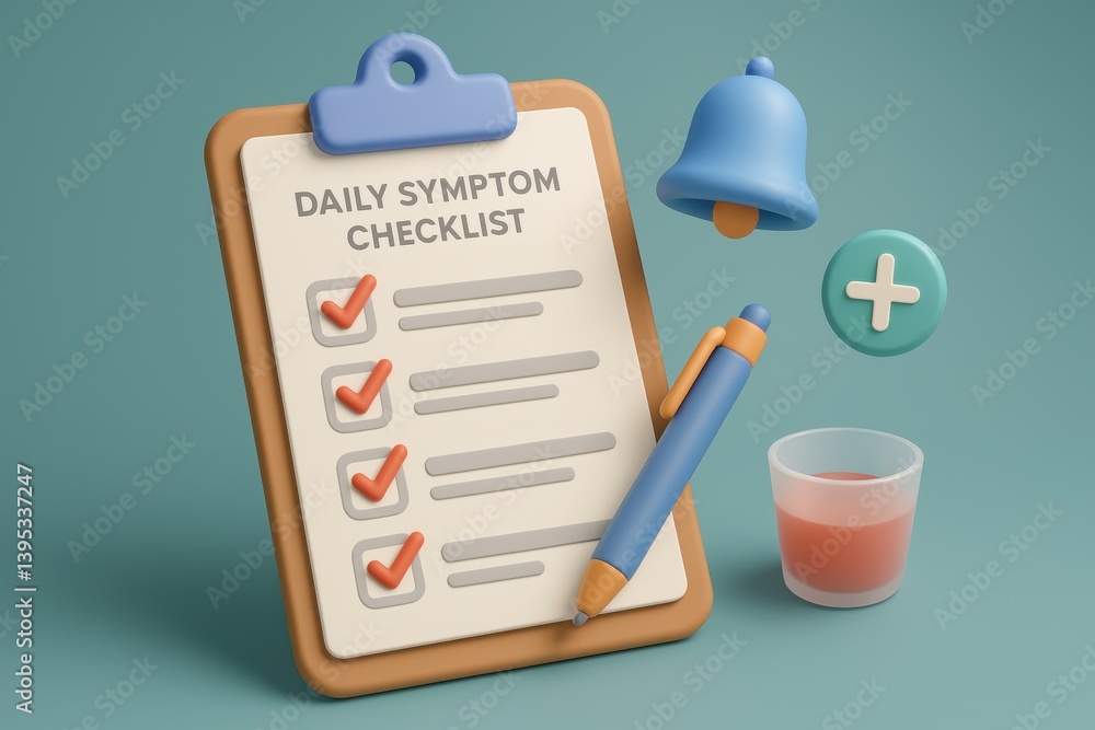 Health Checklist: An artistic rendition of a daily symptom checklist ...