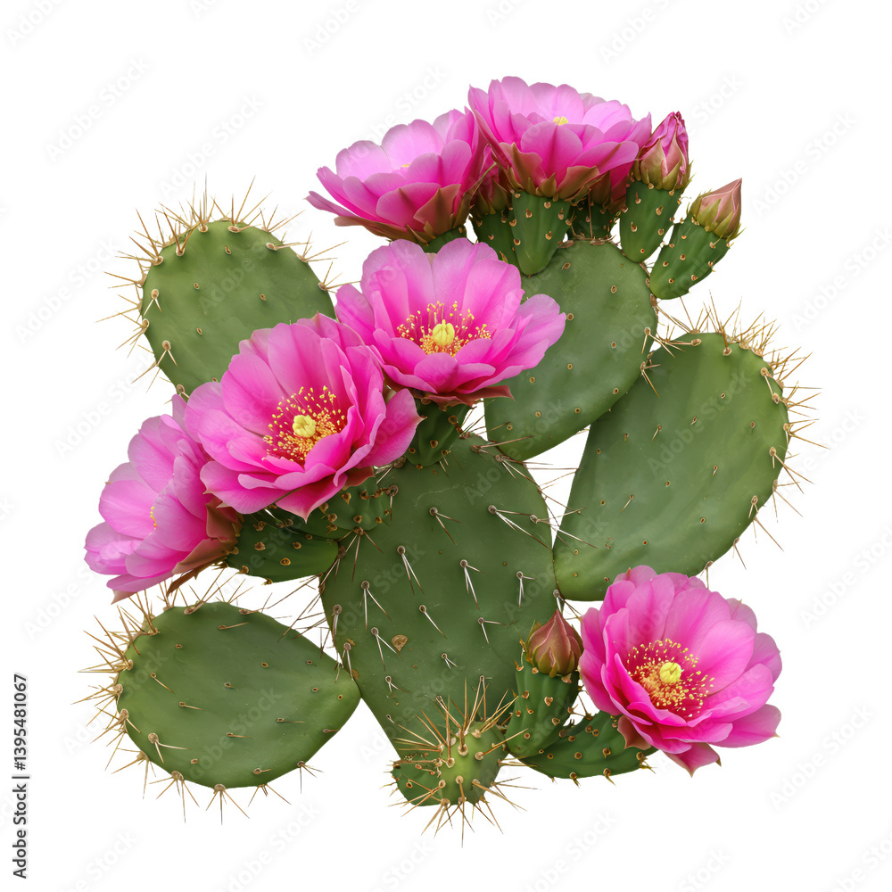 Stock-Foto „Vibrant Pink Prickly Pear Cactus Blossoms in Full Bloom ...